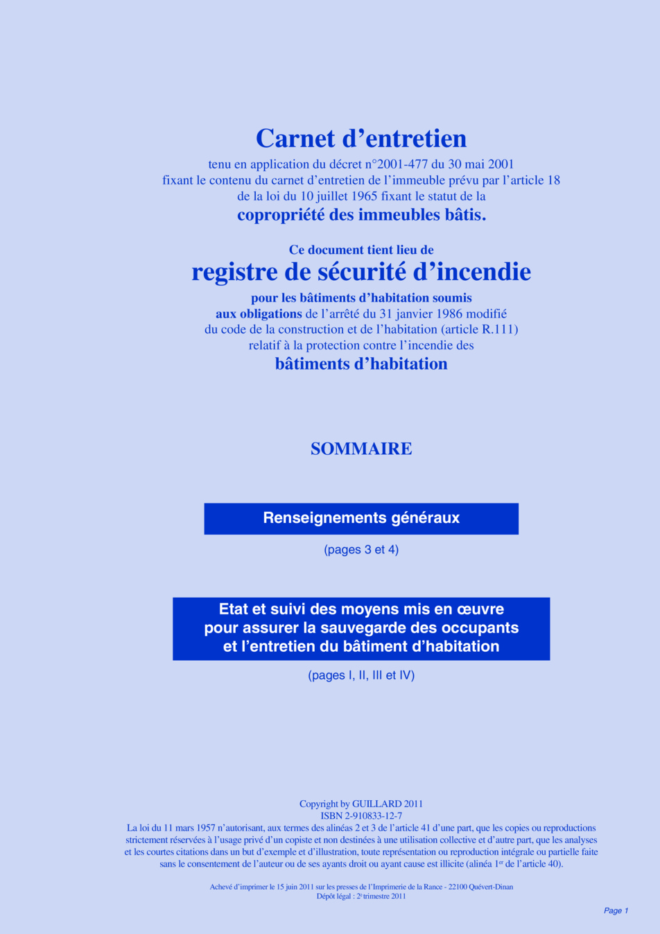 Carnet d entretien registre de securite pour copropriete | Source : www.guillard-publications.com