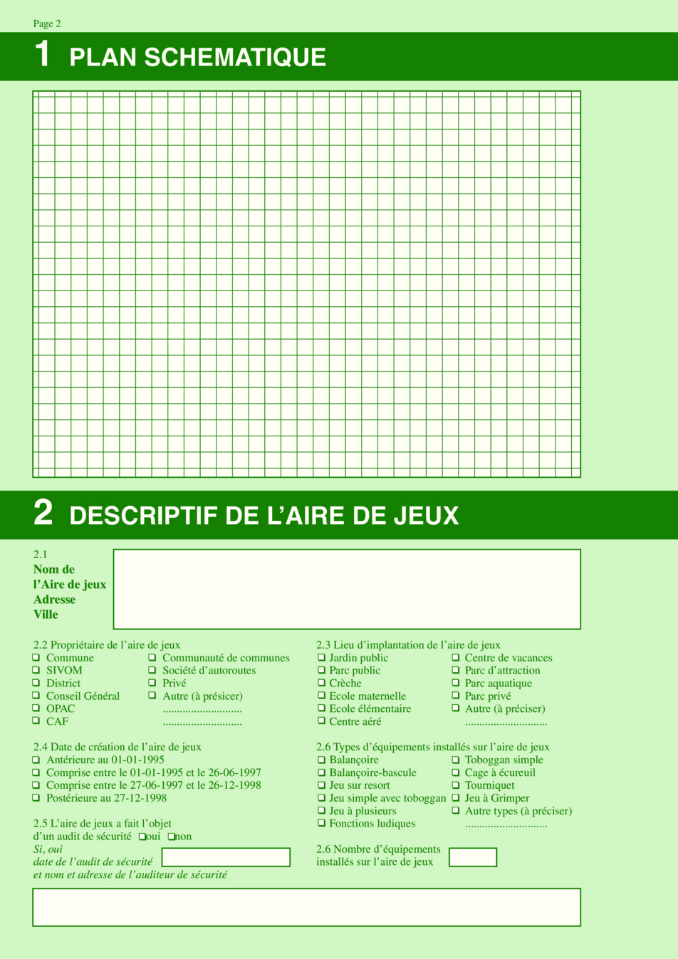 Registre de securite pour aire de jeux | | Source : www.guillard ...